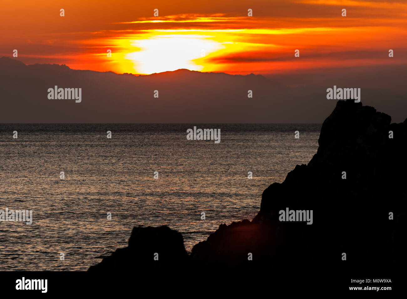 Sunset on the promenade of Genoa Nervi , Genoa , Liguria , Italy Stock ...