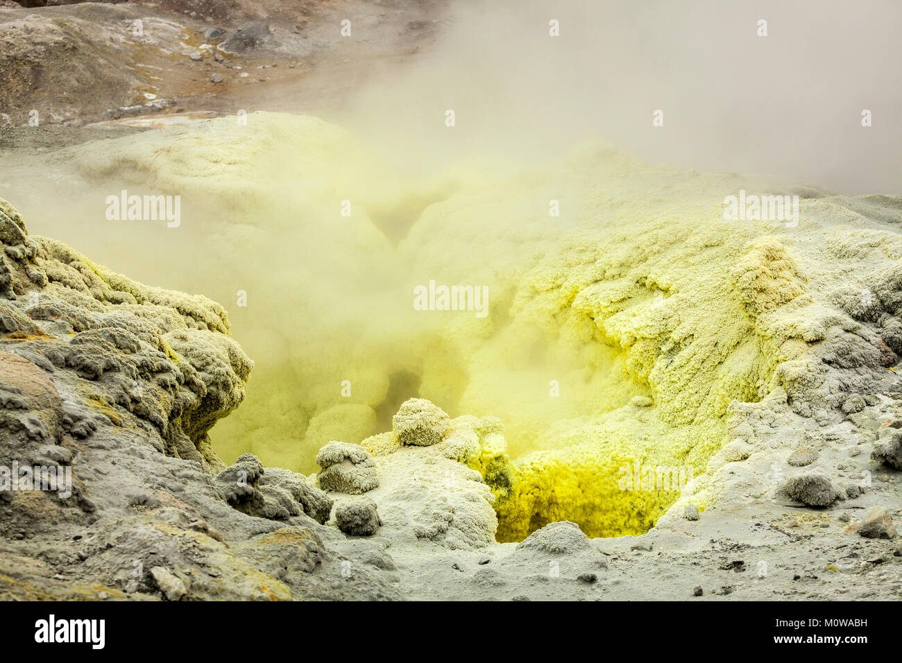 Volcanic fumaroles. Active volcano Mutnovsky, Kamchatka Peninsula ...