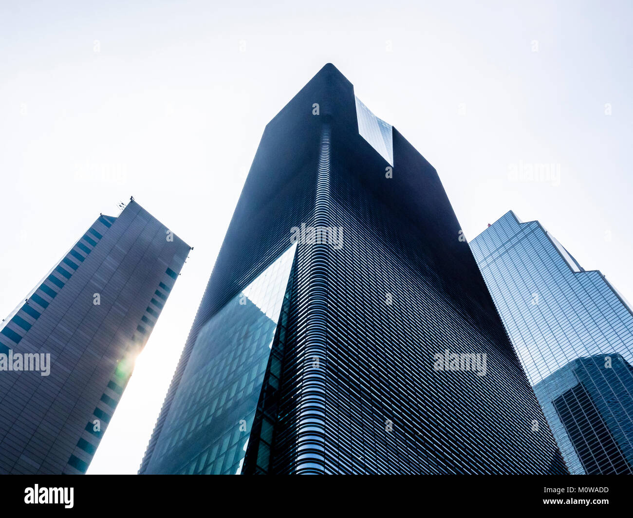 Seoul skyscrapers in perspective from below. South Korea Stock Photo ...