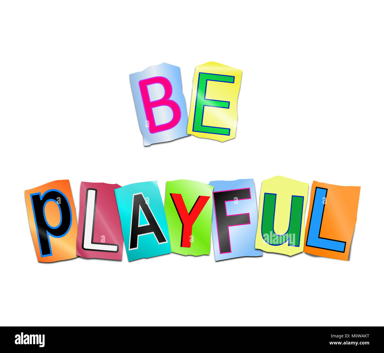 3d Illustration depicting a set of cut out printed letters arranged to ...