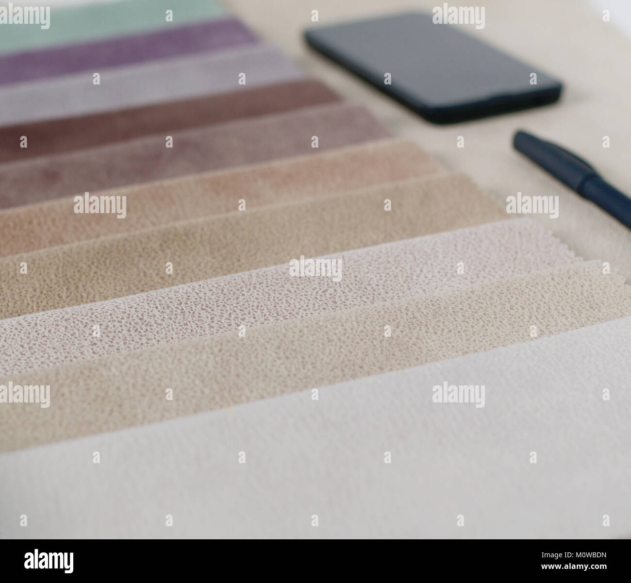 Bright collection of colorful textile samples with suede texture ...