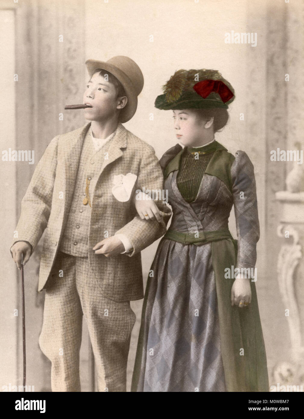 c. 1880s Japan - Japanese couple in western clothes Stock Photo - Alamy