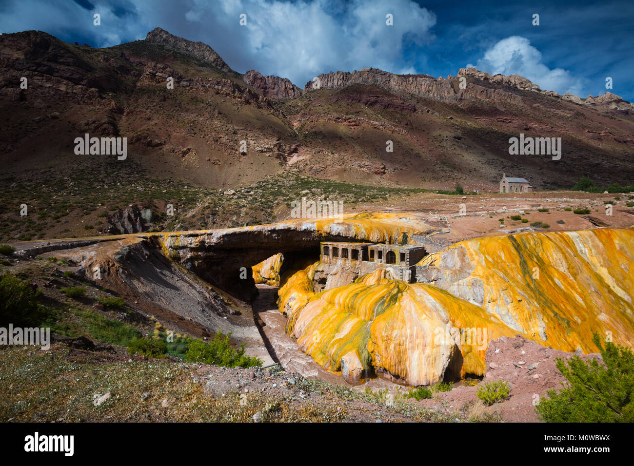 Bridge Inca (Puente del Inca) bridge of natural origin across river ...