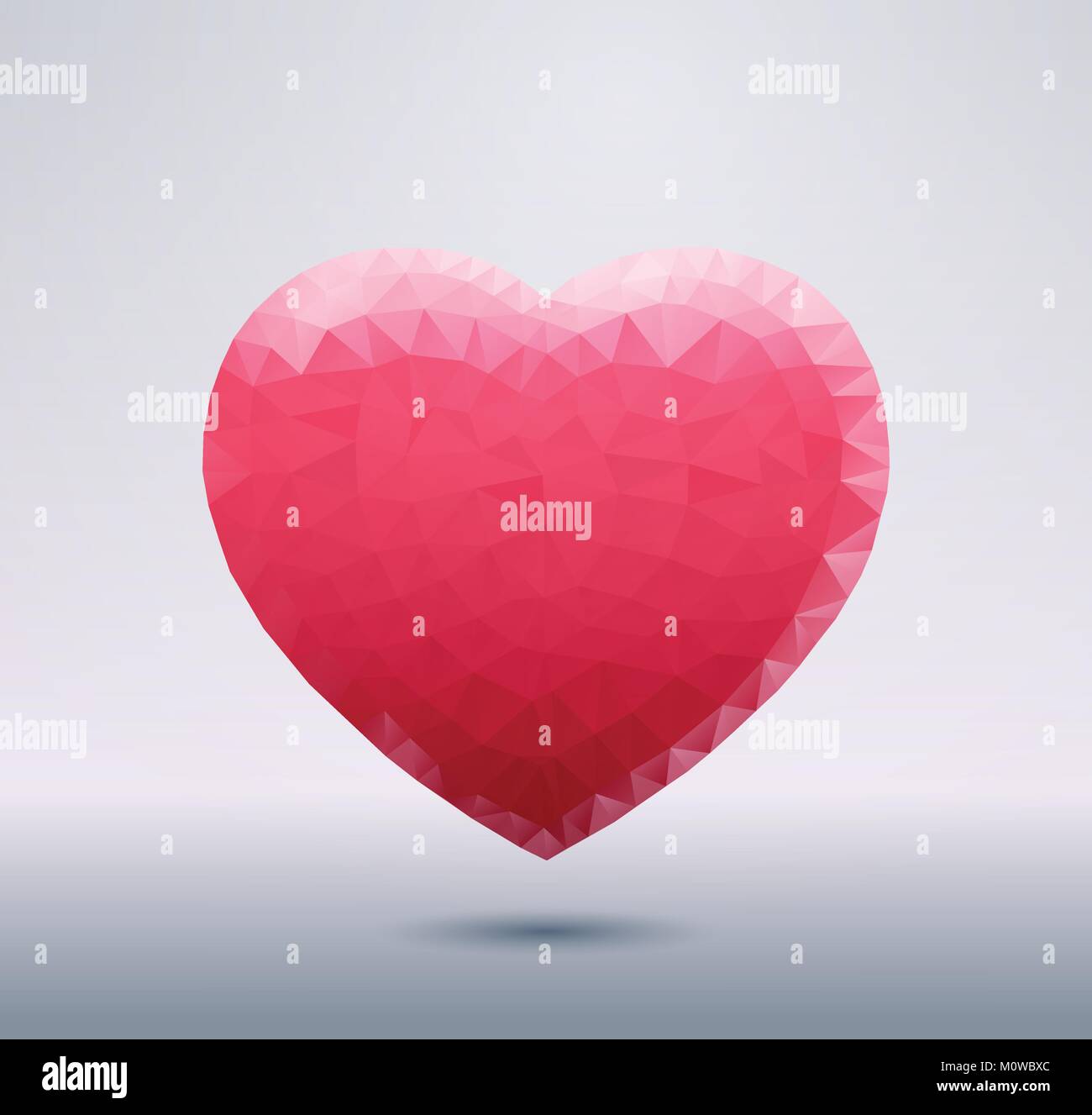Polygonal Pink Heart Shape Isolated With Shadow Abstract Love Symbol ...