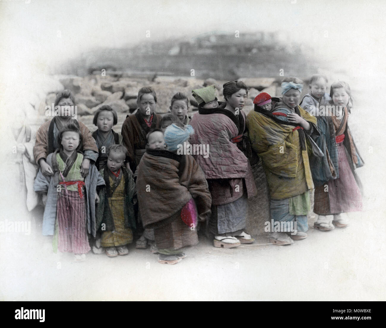 c. 1880s Japan - group of children Stock Photo - Alamy