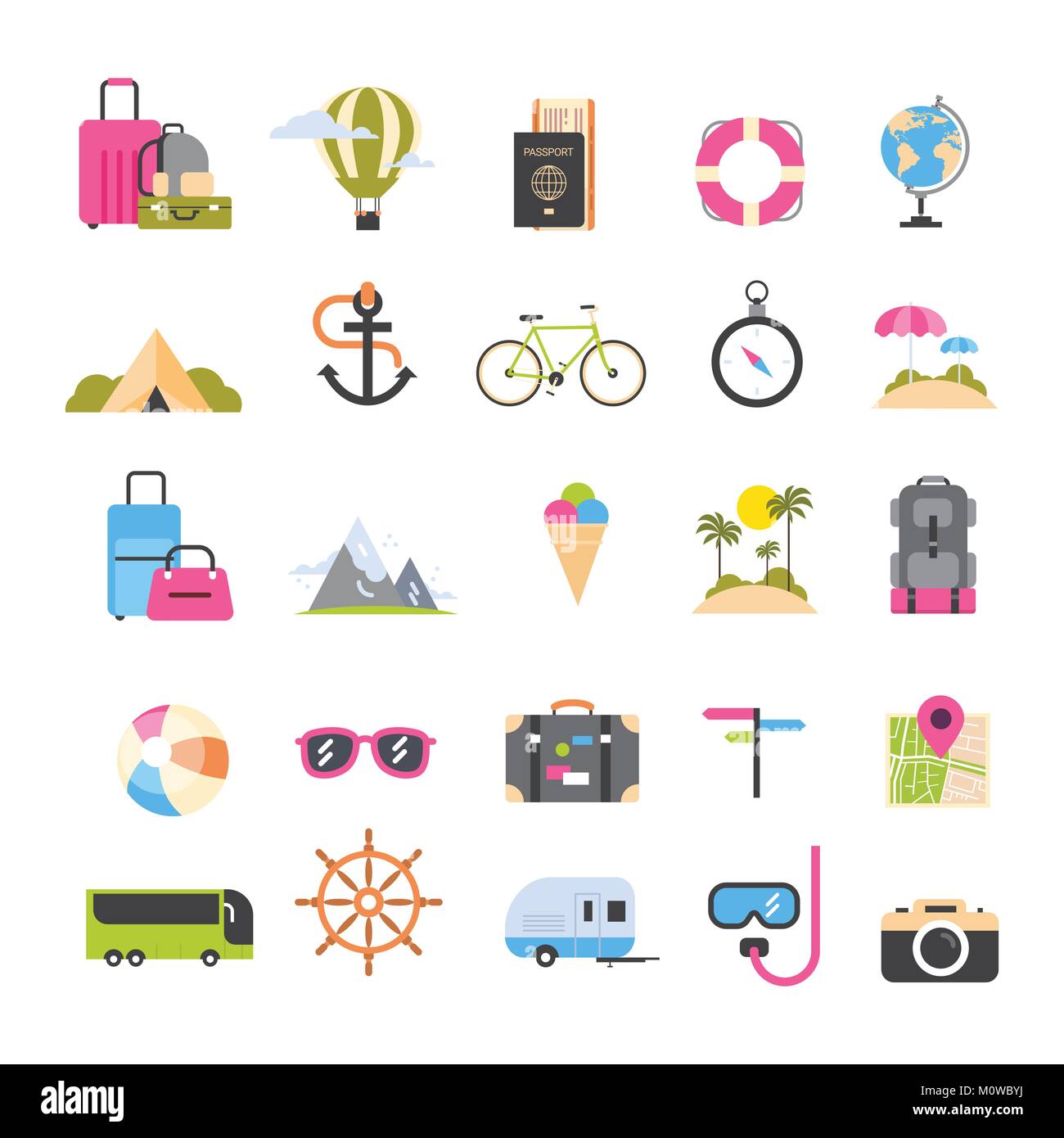 Set Of Icons For Travel And Tourism Active Vacation, Sea Beach ...