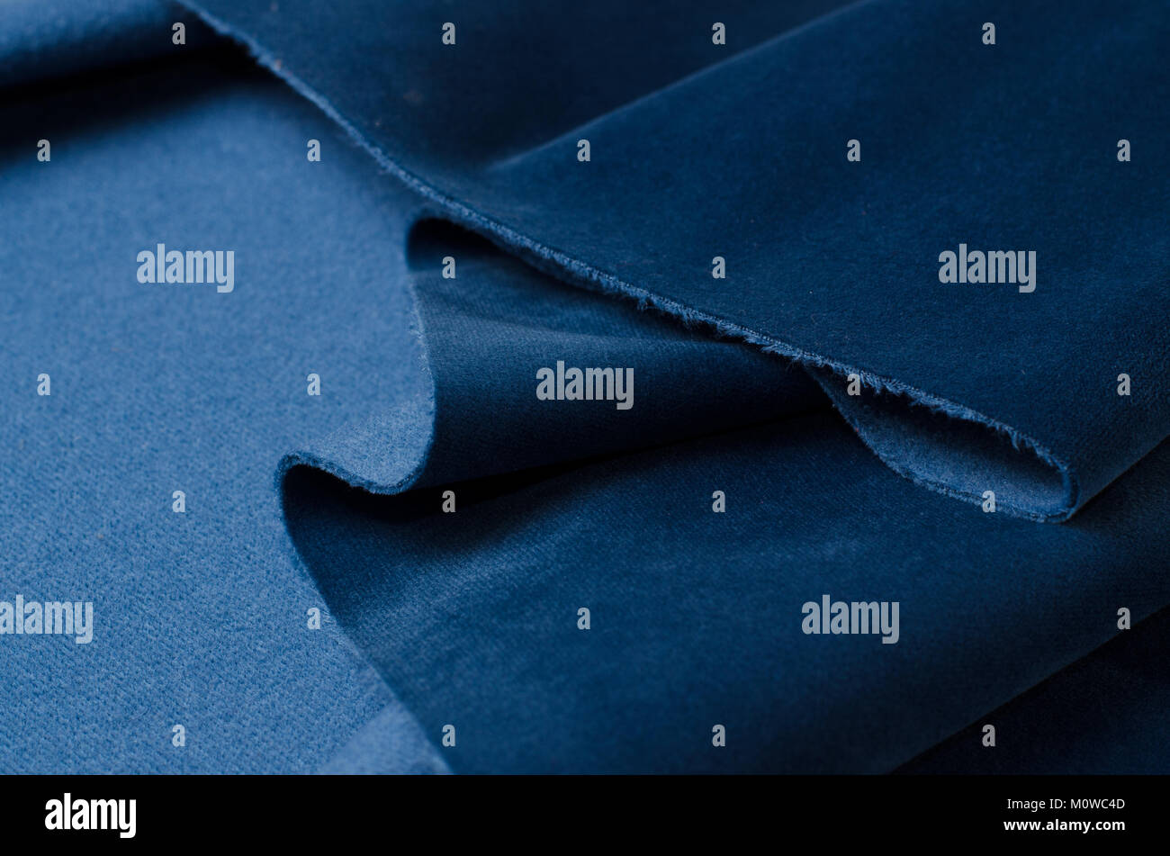 Bright blue velour textile sample. Fabric texture background Stock ...