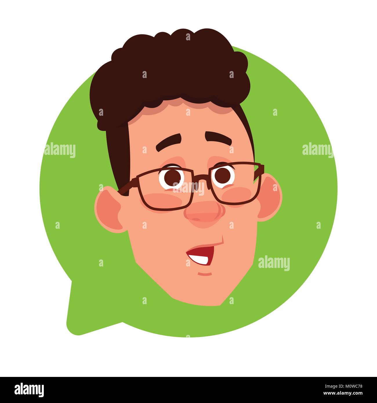 Profile Icon Male Head In Chat Bubble Isolated, Young Man In Glasses ...