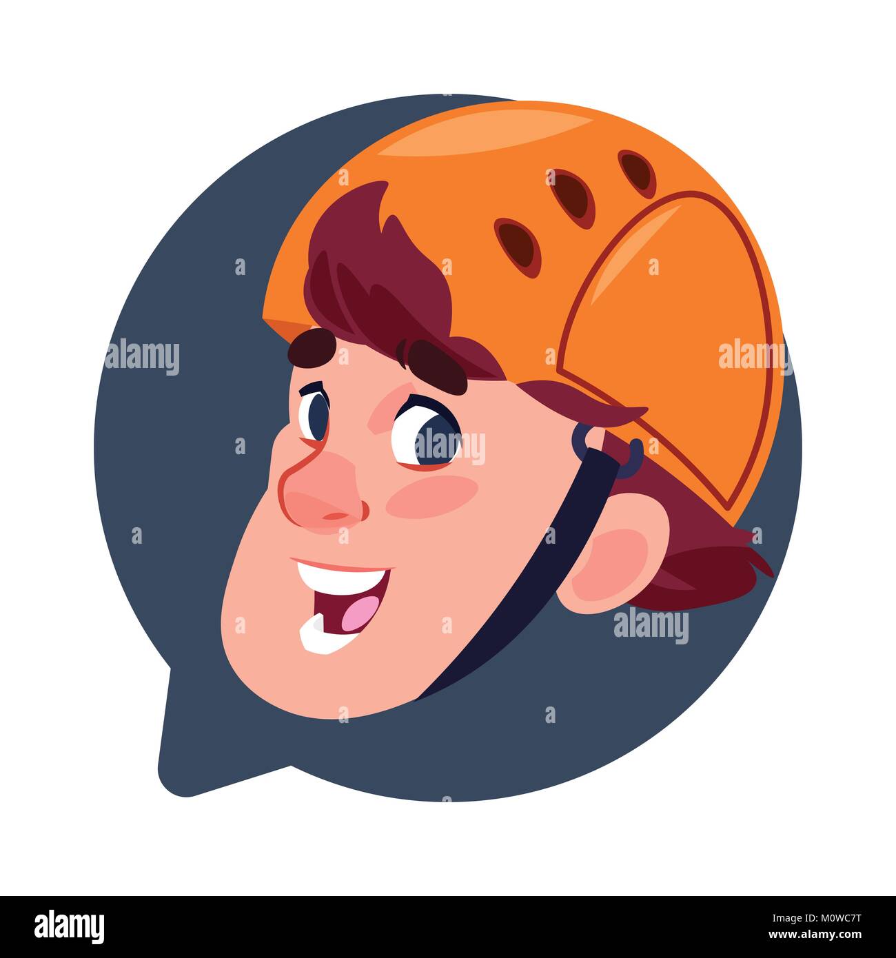 Profile Icon Male Head In Chat Bubble Isolated, Young Man In Hemlet ...