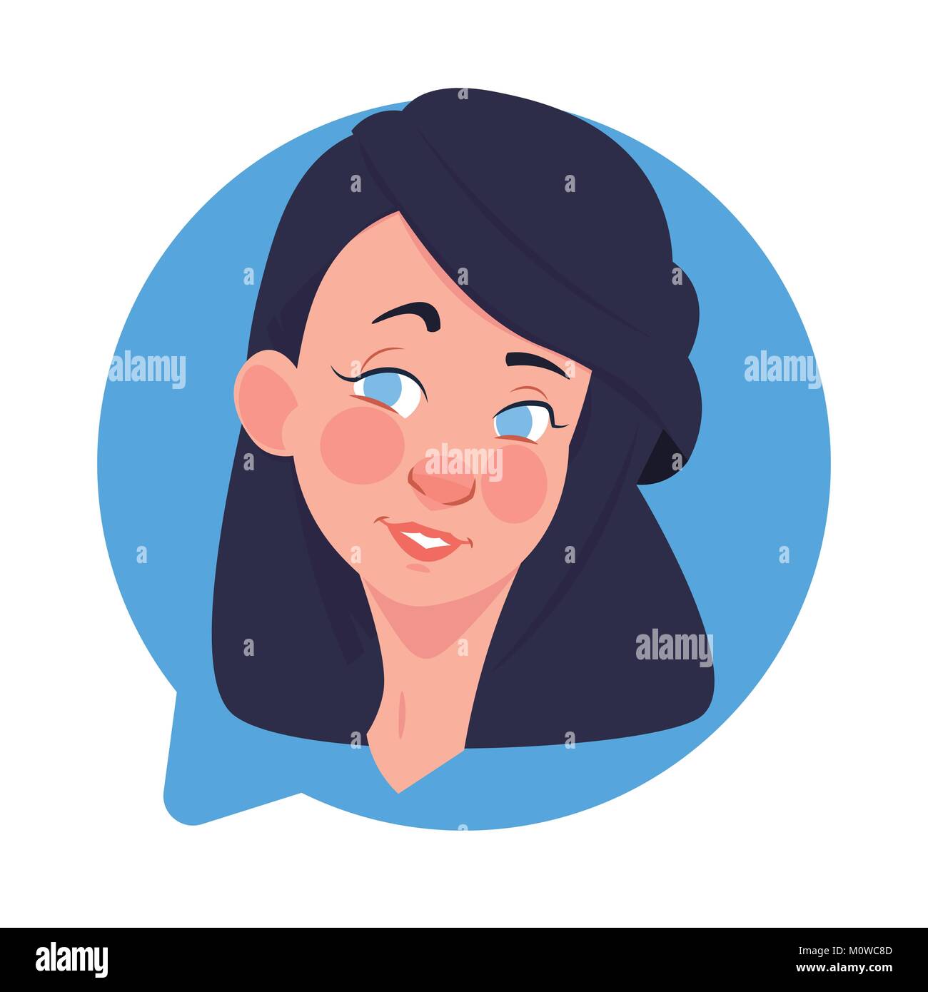 Profile Icon Female Head In Chat Bubble Isolated, Caucasian Woman ...
