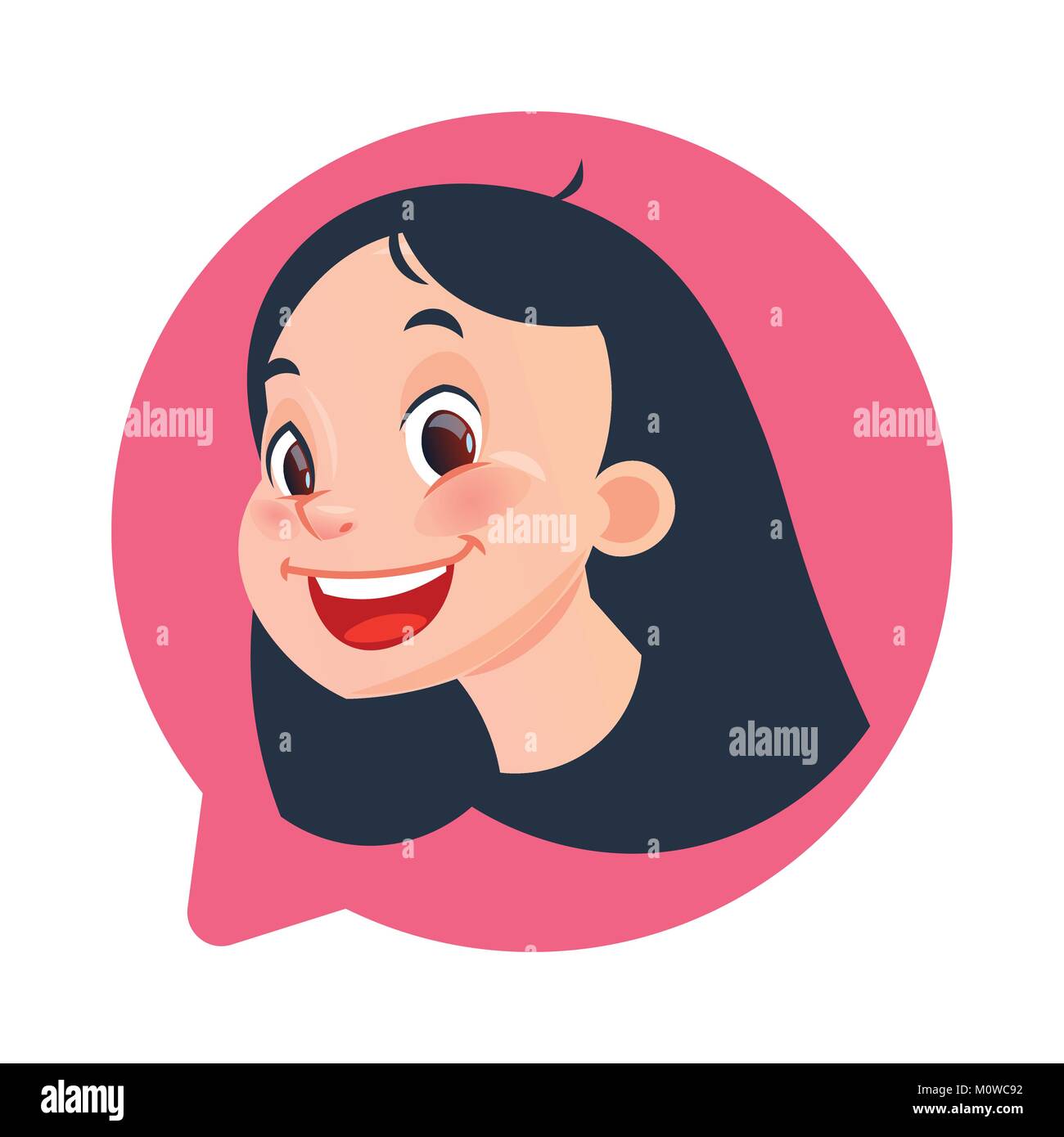 Profile Icon Female Head In Chat Bubble Isolated, Young Caucasian Woman ...