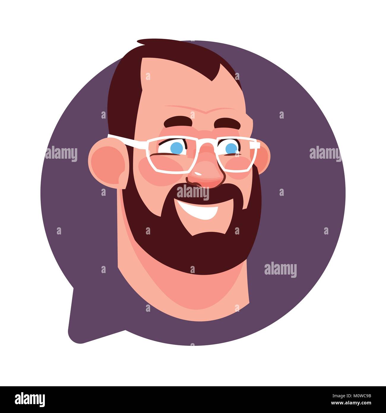 Profile Icon Male Head In Chat Bubble Isolated, Bearded Caucasian Man ...