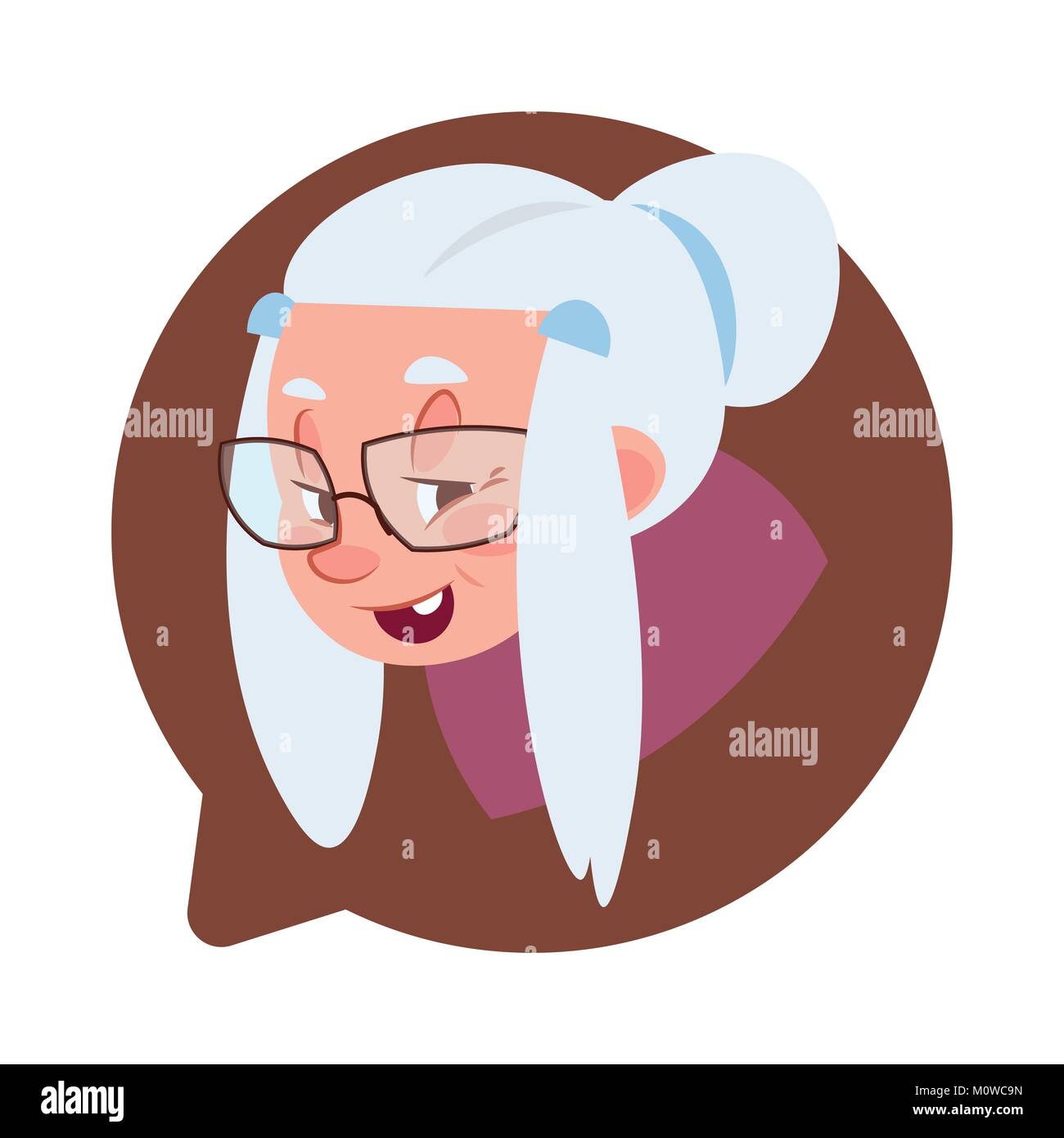 Profile Icon Senior Female Head In Chat Bubble Isolated, Elderly Woman ...
