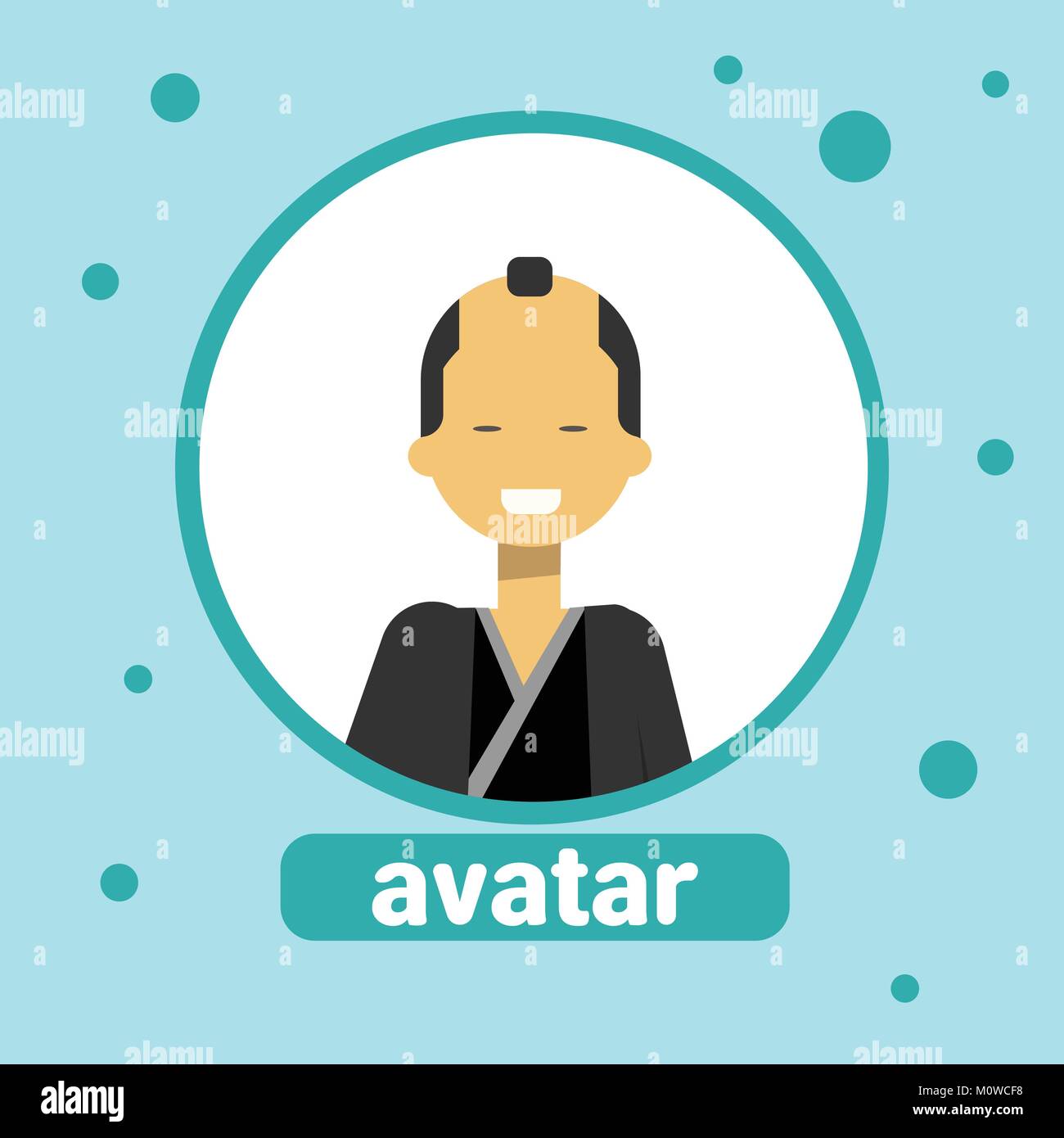 Asian Man Avatar Icon Japanese Male In Traditional Costume Profile ...