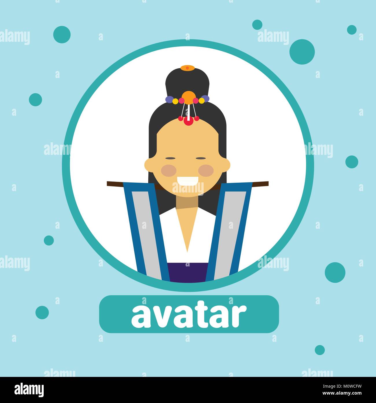 Asian Woman Avatar Icon Korean Female In Traditional Costume Profile ...
