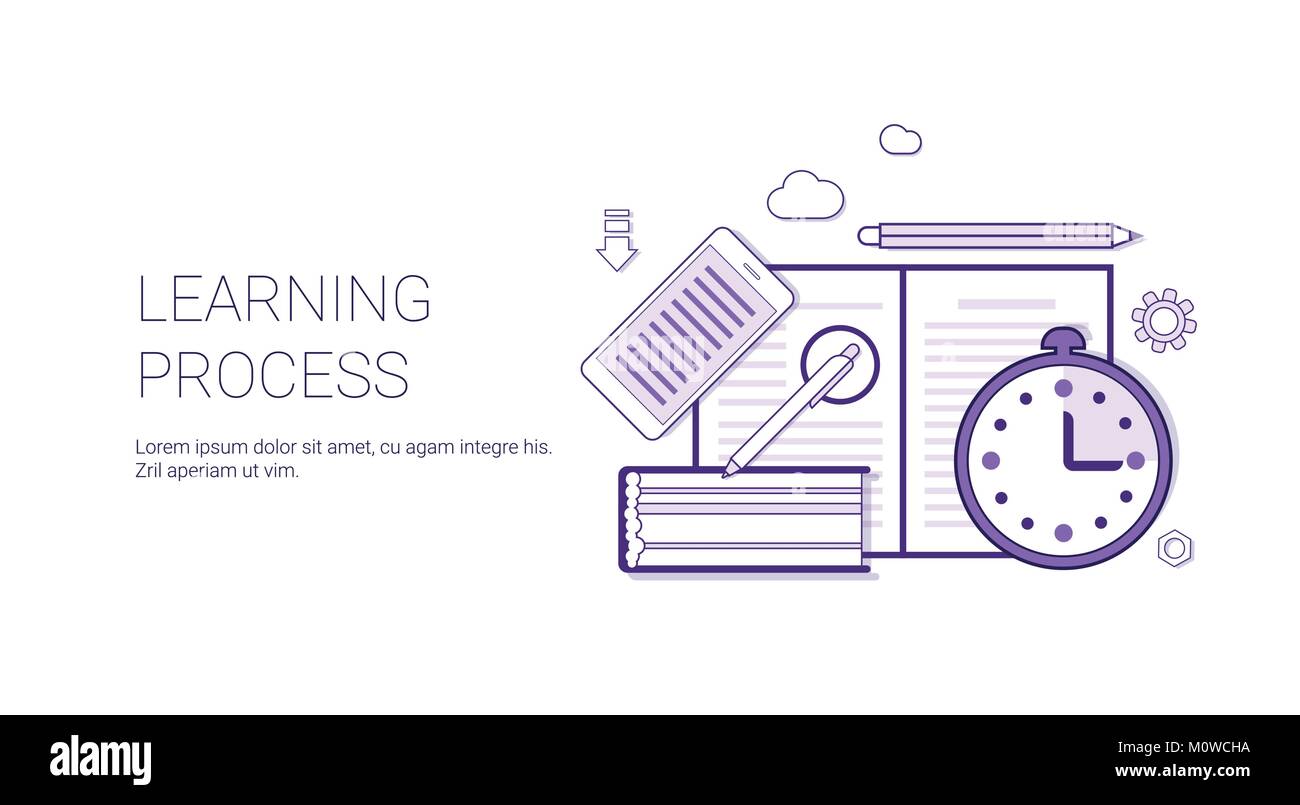 Learning Process Education Concept Banner With Copy Space Thin Line ...