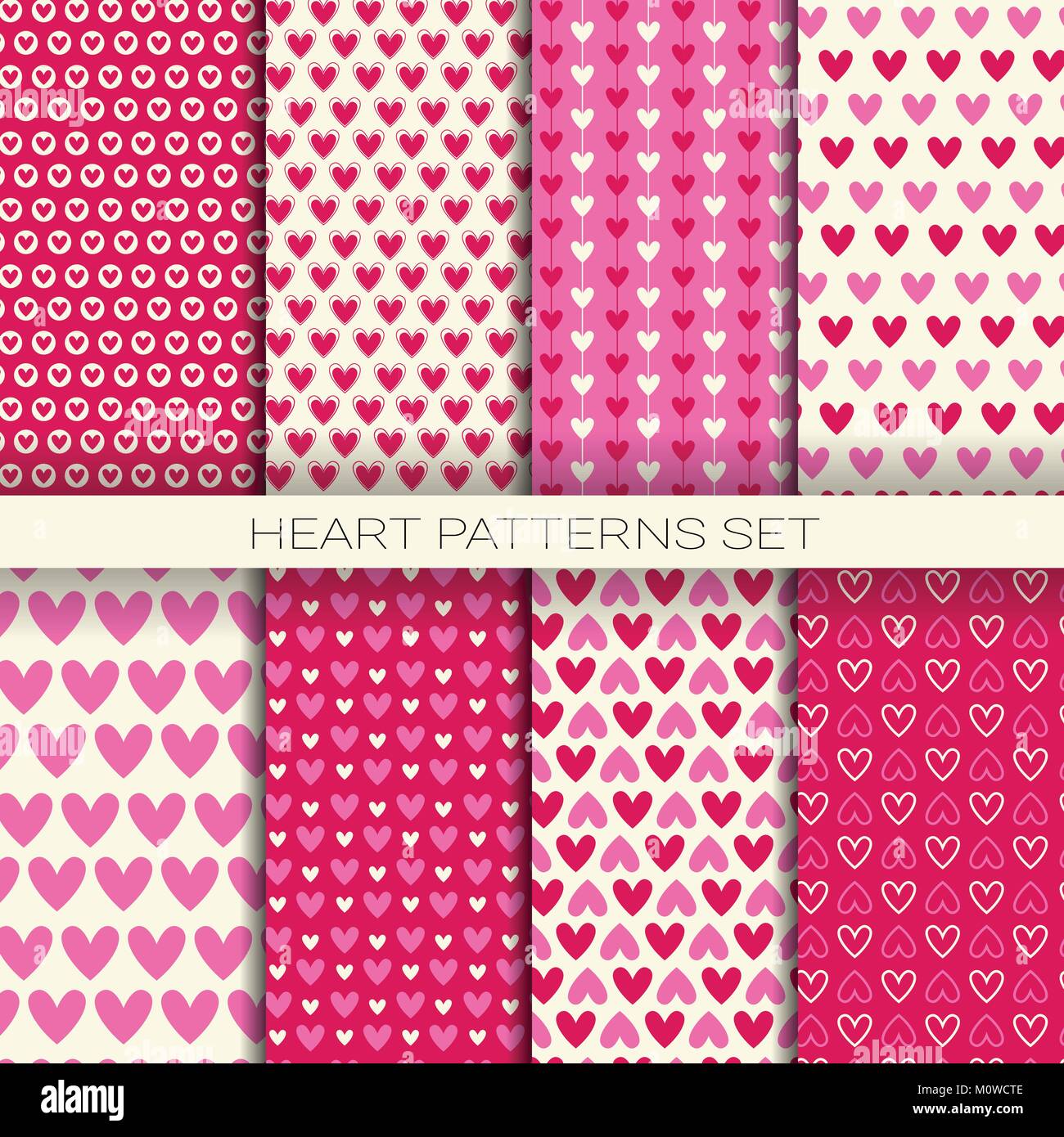 Heart Patterns Set Seamless Backgrounds For Valentine Day Stock Vector ...