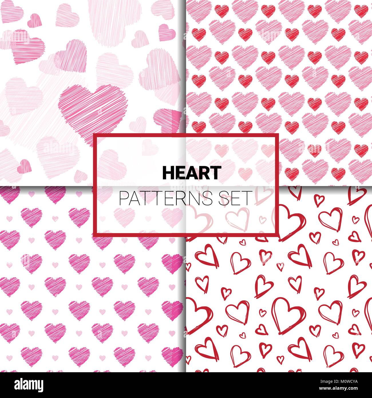 Set Of Patterns With Colorful Hearts Seamless Valentines Day Background ...