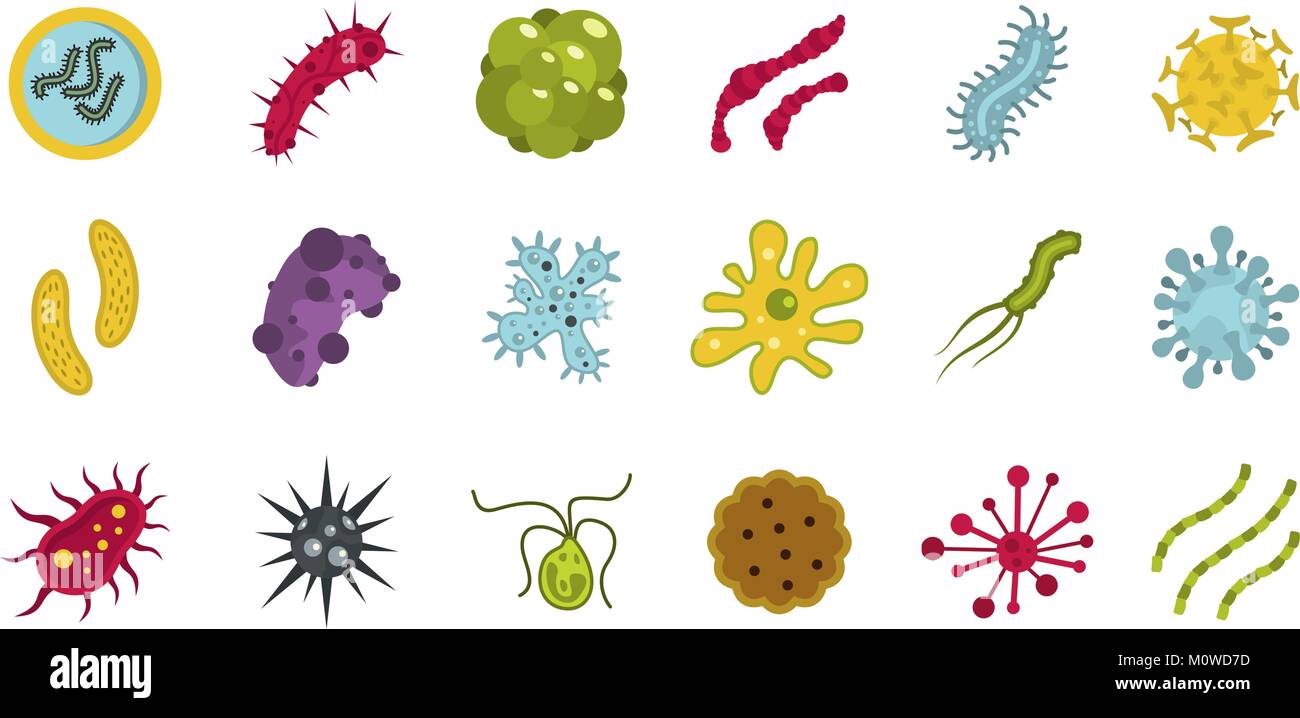Germs icon set, flat style Stock Vector Image & Art - Alamy