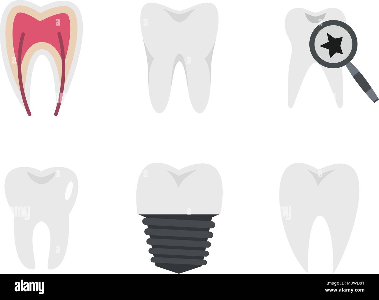 Tooth icon set, flat style Stock Vector Image & Art - Alamy