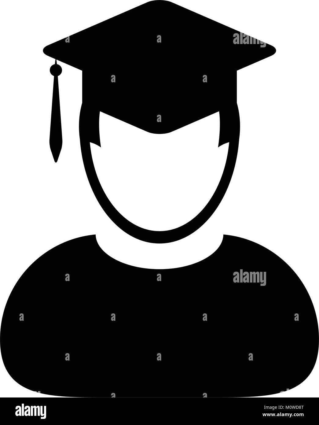 Student Icon Vector Graduation with Mortar Board for School, College ...
