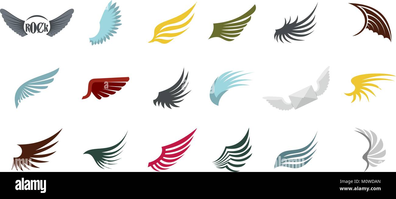 Wings icon set, flat style Stock Vector Image & Art - Alamy