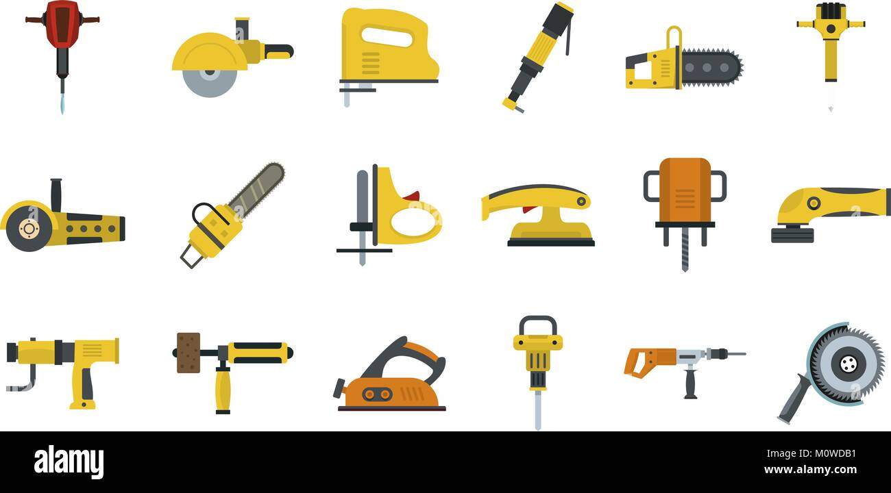 Electric tools icon set, flat style Stock Vector Image & Art - Alamy