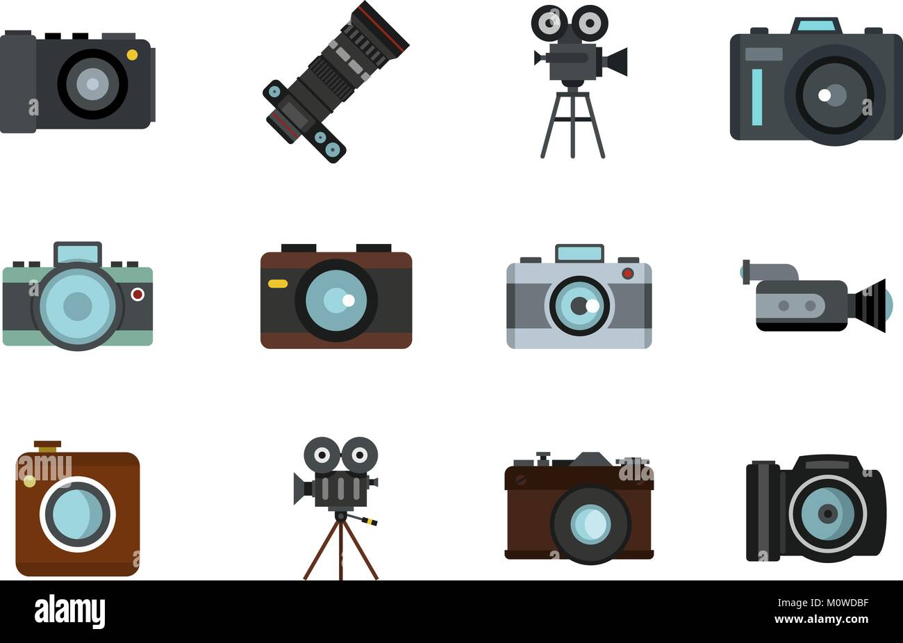Camera icon set, flat style Stock Vector Image & Art - Alamy