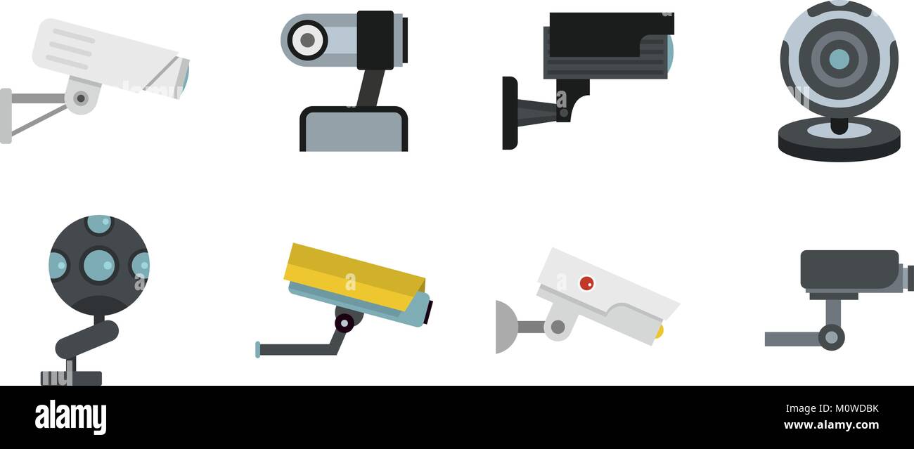 Security camera icon set, flat style Stock Vector Image & Art - Alamy