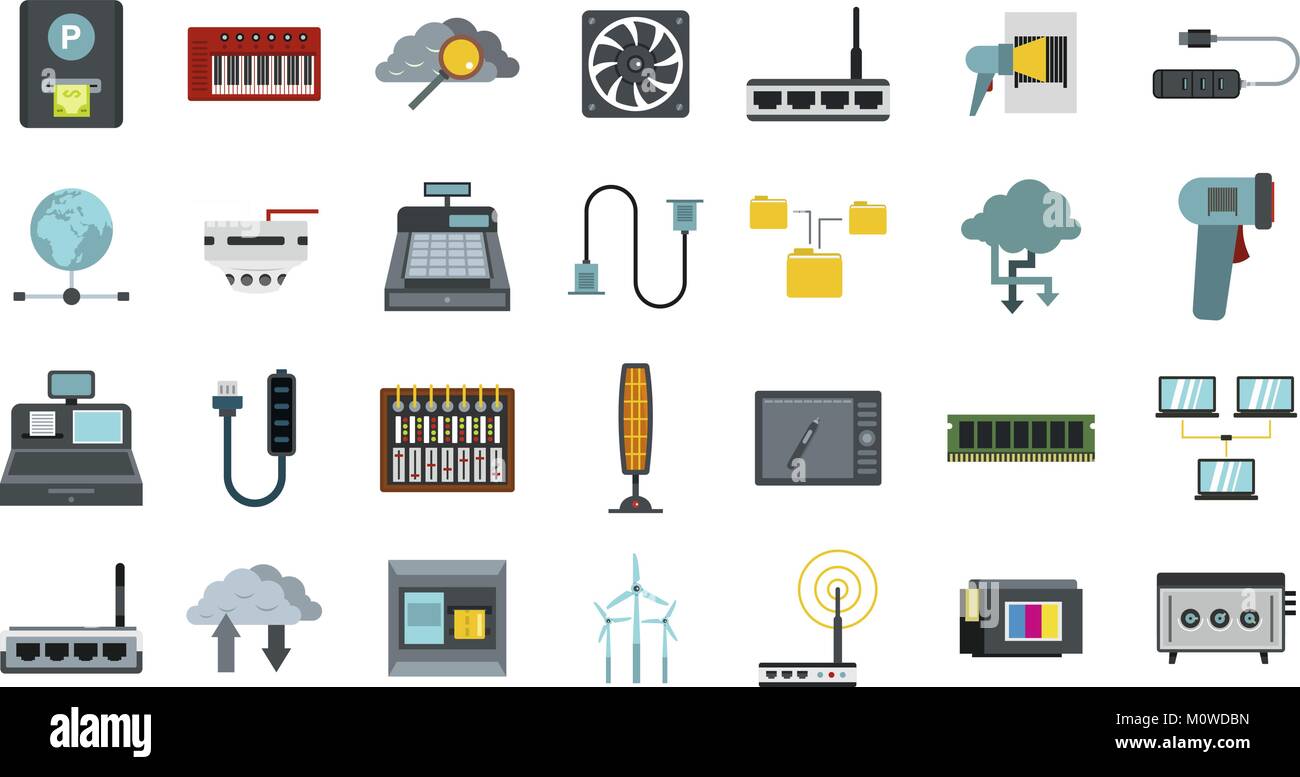 Electric device icon set, flat style Stock Vector Image & Art - Alamy