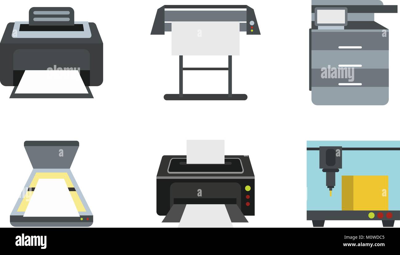 Printer icon set, flat style Stock Vector Image & Art - Alamy