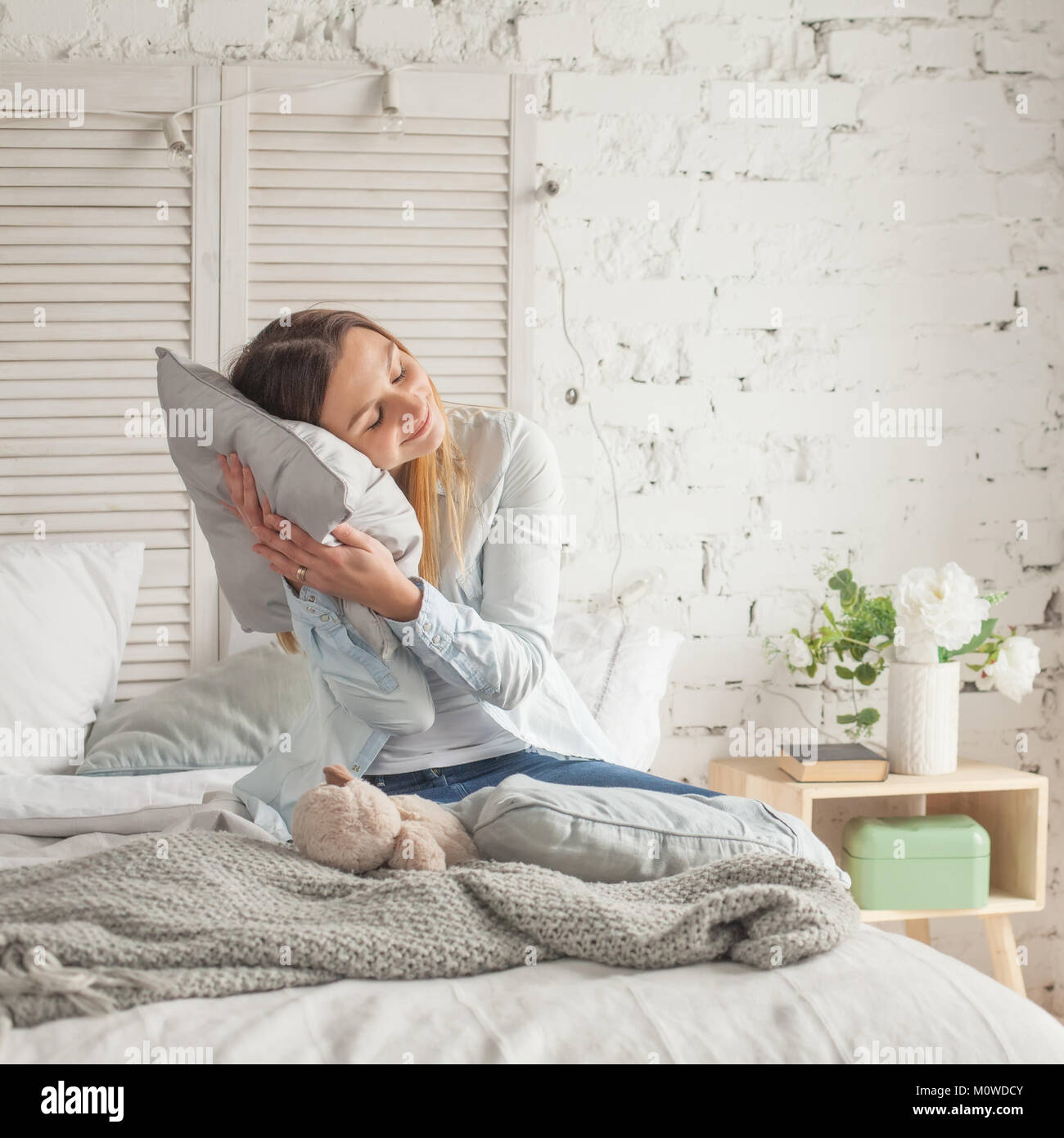 Young Woman Resting at Home Stock Photo - Alamy