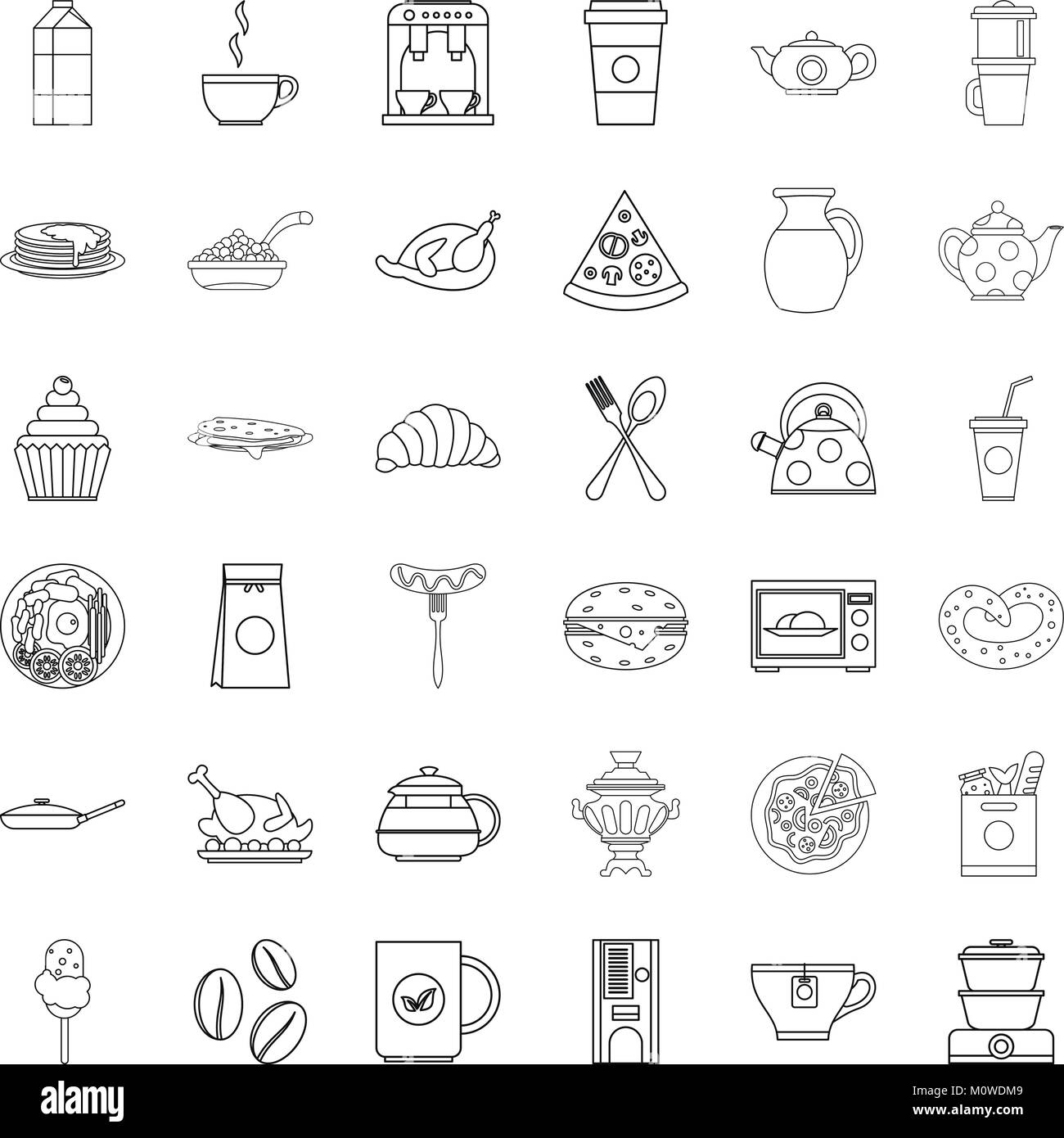 Dinner food icons set, outline style Stock Vector Image & Art - Alamy
