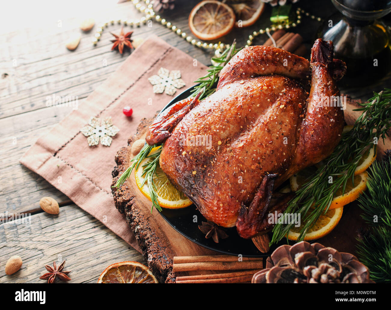 Roast chicken or turkey for Christmas Dinner and New Year with mulled ...