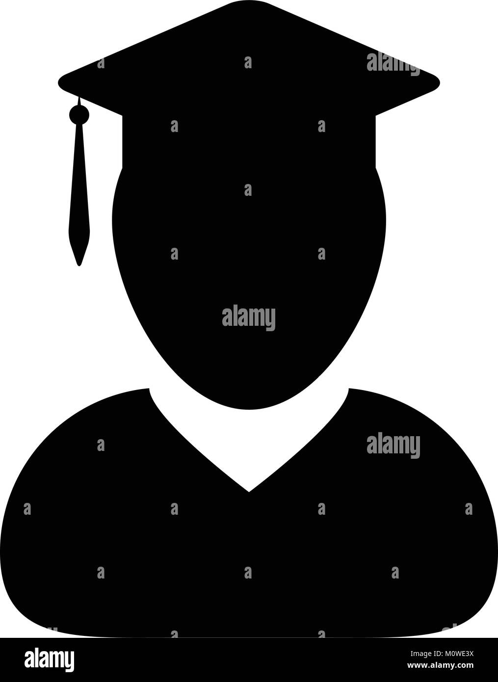 Student Icon Vector Graduation with Mortar Board for School, College ...