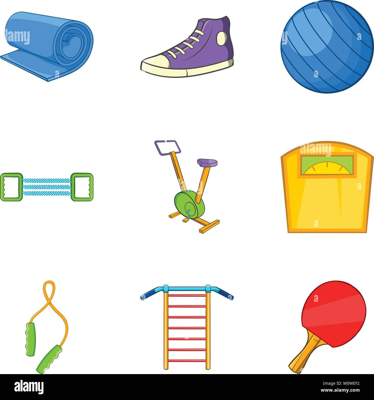 Gymnasium icons set, cartoon style Stock Vector Image & Art - Alamy