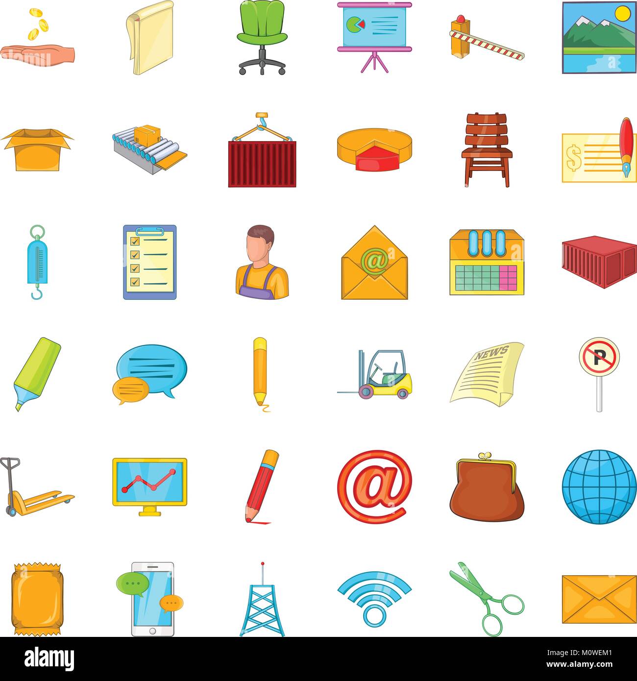 Postal service icons set, cartoon style Stock Vector Image & Art - Alamy