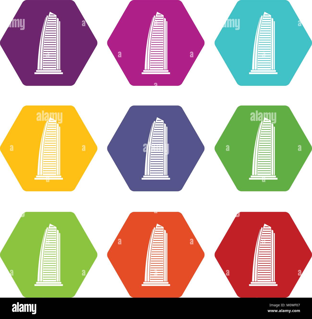 Skyscraper icon set color hexahedron Stock Vector Image & Art - Alamy
