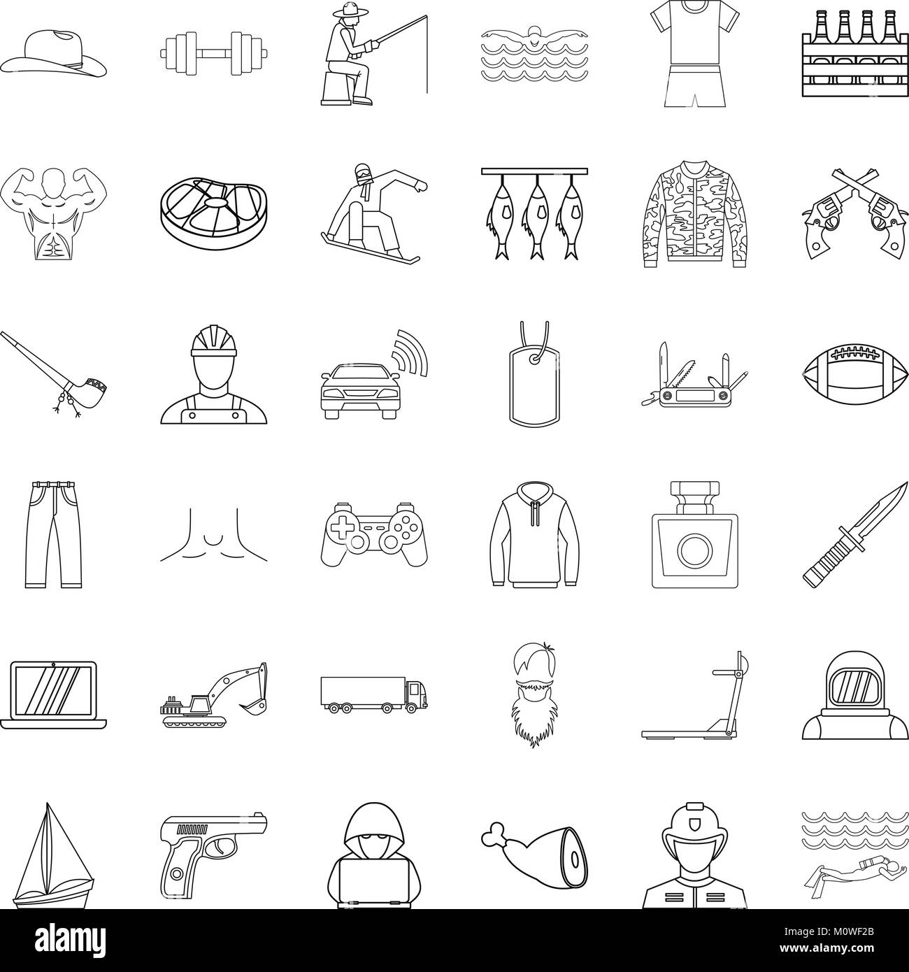 Man labour icons set, outline style Stock Vector Image & Art - Alamy