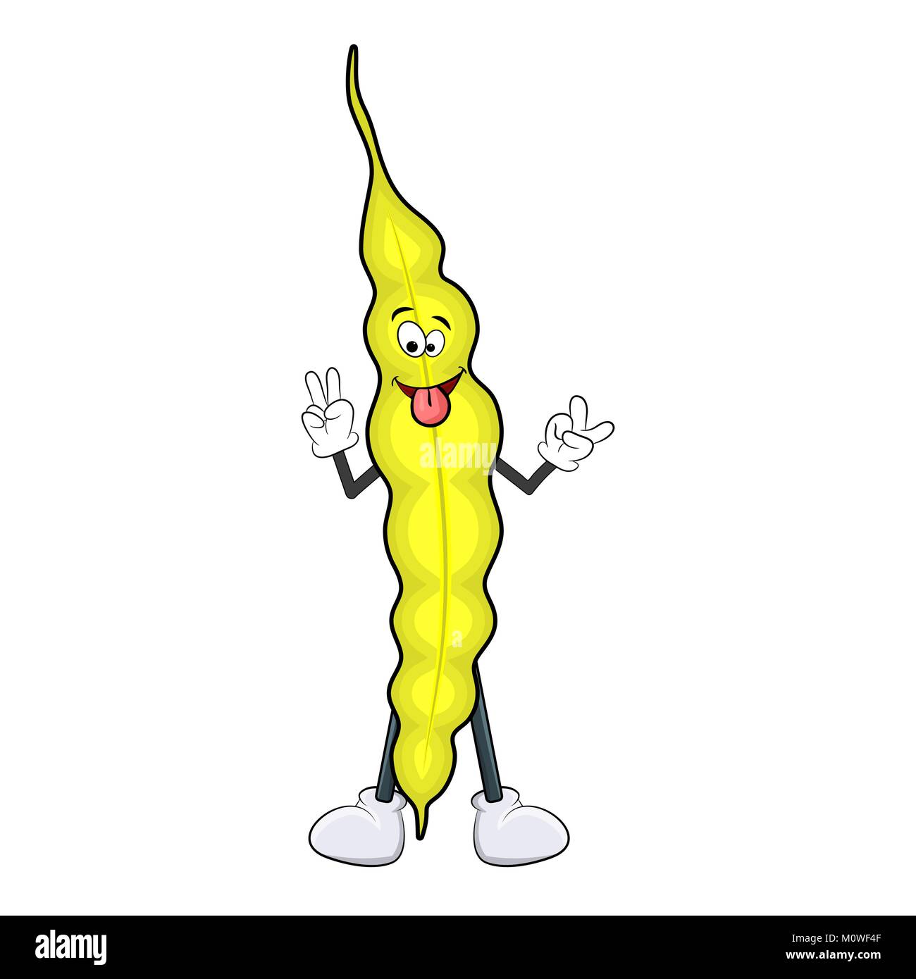funnny cartoon string bean with tongue isolated on white background ...