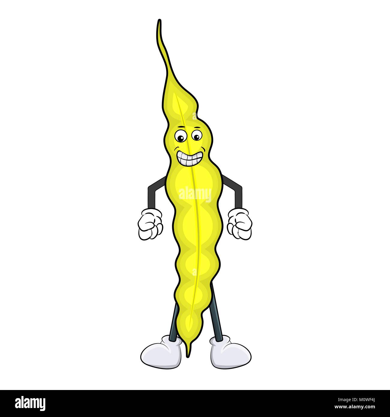 funnny cartoon string bean isolated on white background Stock Vector ...