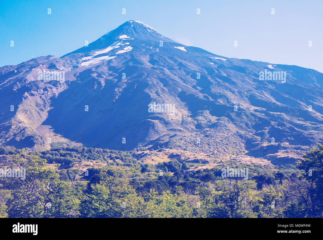 View of Lanin Volcano in National Park of Argentina near border with ...