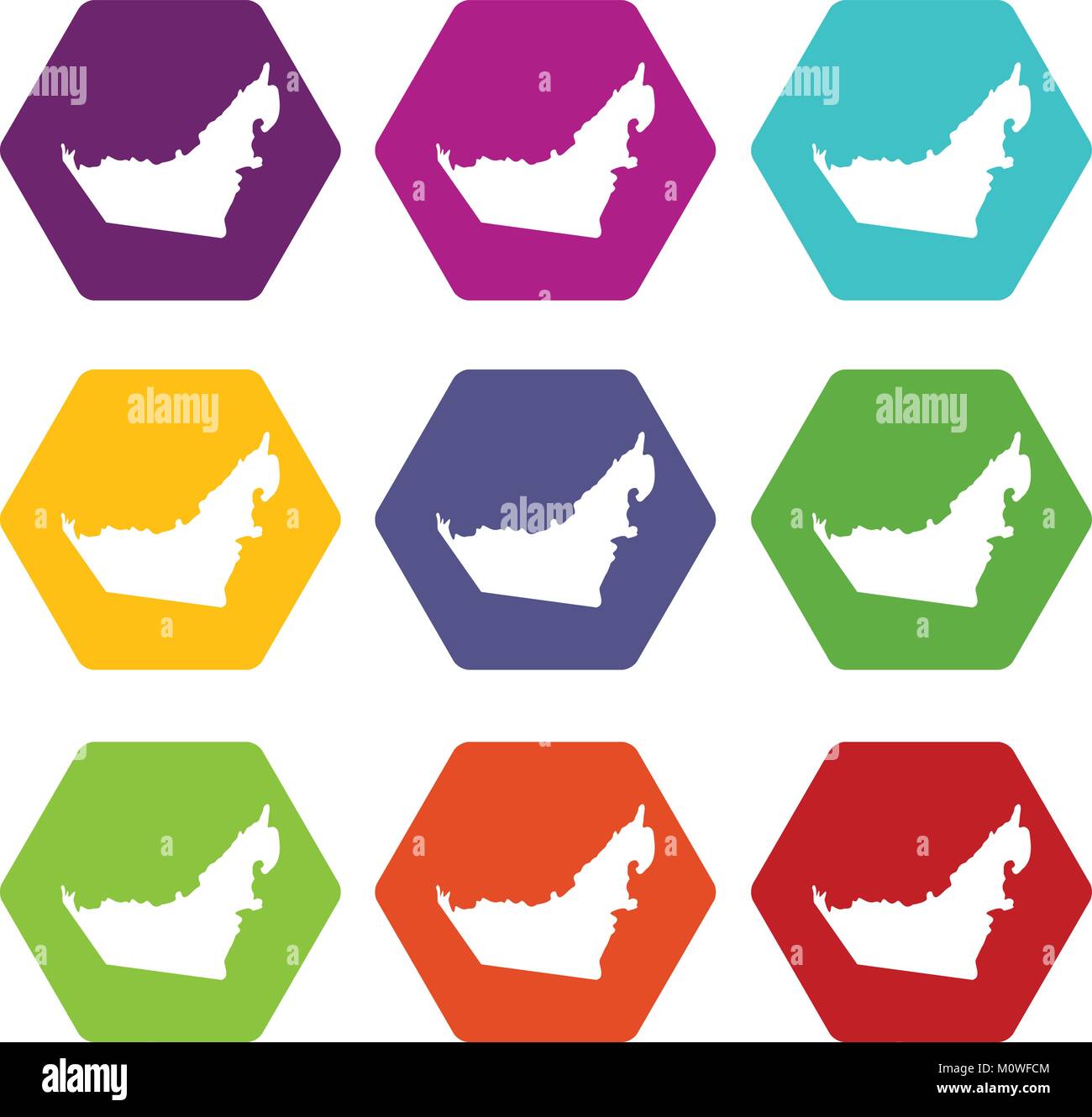 United Arab Emirates map icon set color hexahedron Stock Vector Image ...
