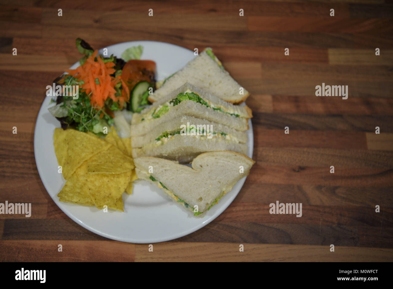 food photography of a lunchtime home made sandwich with white bread and ...