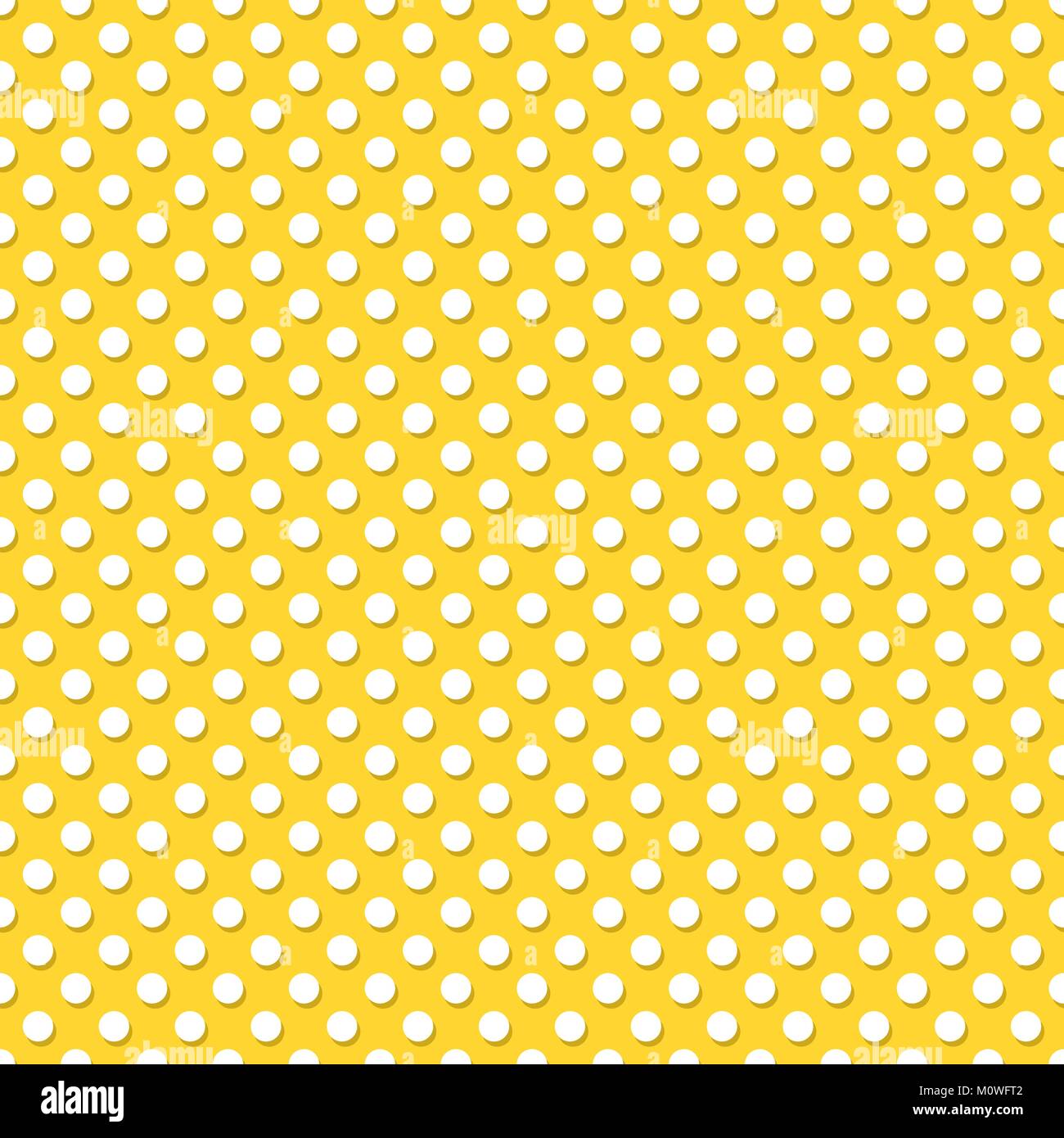White polka dots on yellow background - modern seamless vector ornament ...
