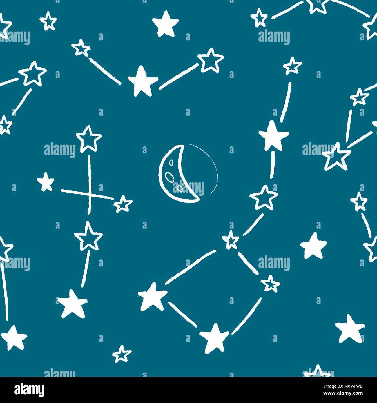 Star constellations pattern - seamless space doodle background vector ...