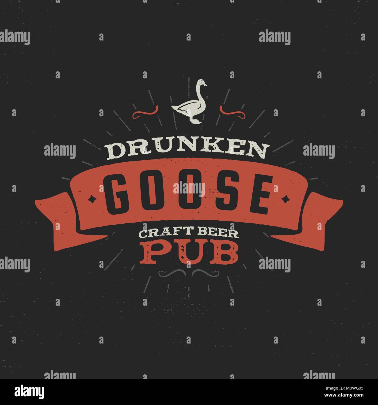 Vintage craft beer pub label. Drunken goose brewery retro design ...
