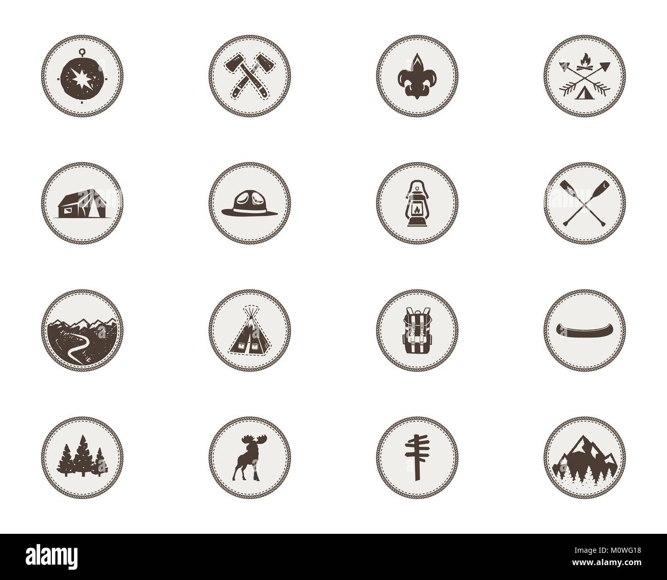 Boy scouts icons, patches. The full bundle. Camping stickers. Tent ...