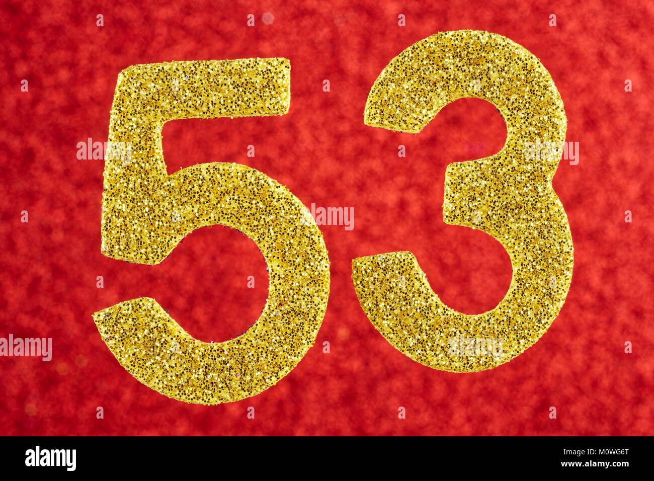 Number fifty-three gold color over a red background. Anniversary ...