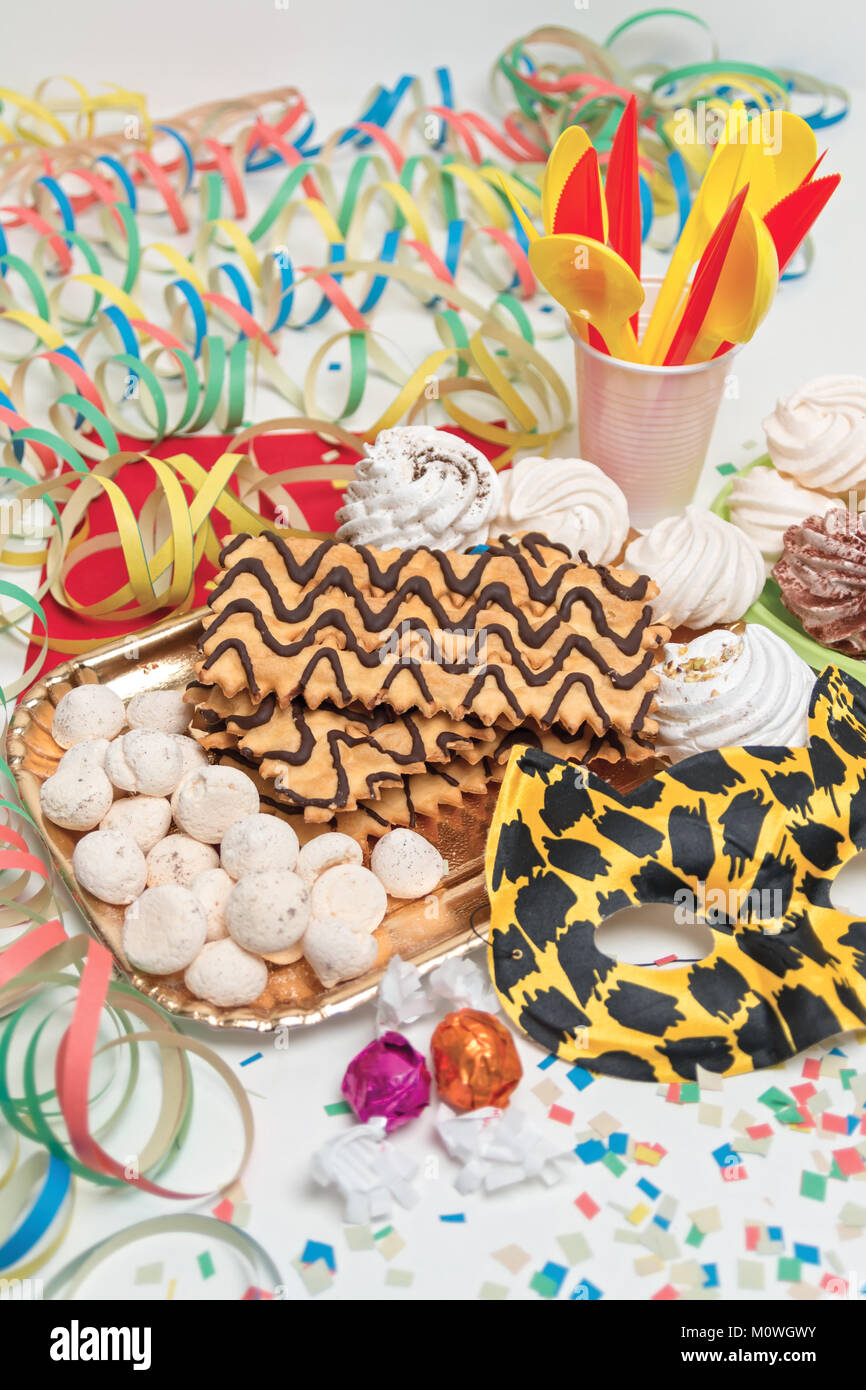 carnival pancakes with a vertical mask and confetti Stock Photo - Alamy